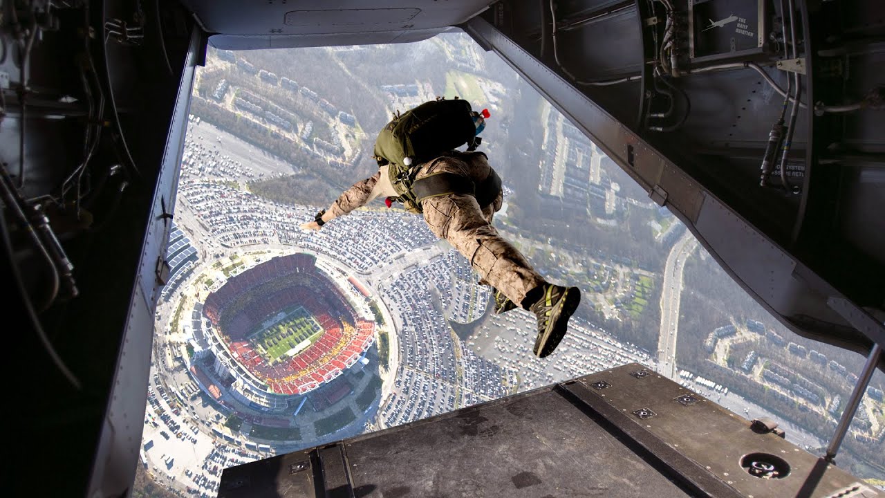 US Paratroopers Shock Entire Football Stadium With Wild Airdrop