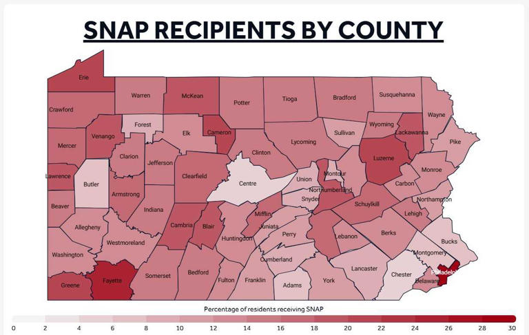 SNAP | County-by-county breakdown of Pennsylvania recipients