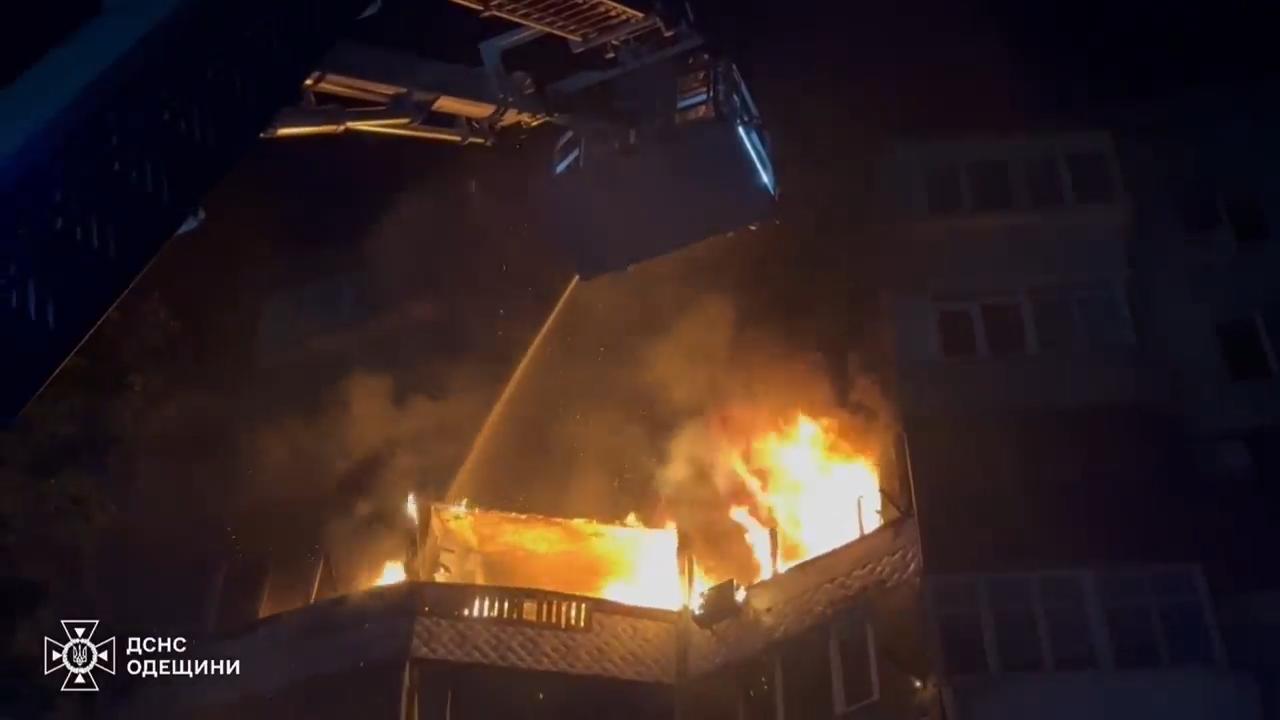 Aftermath as Russian drone strikes residential building in Odesa