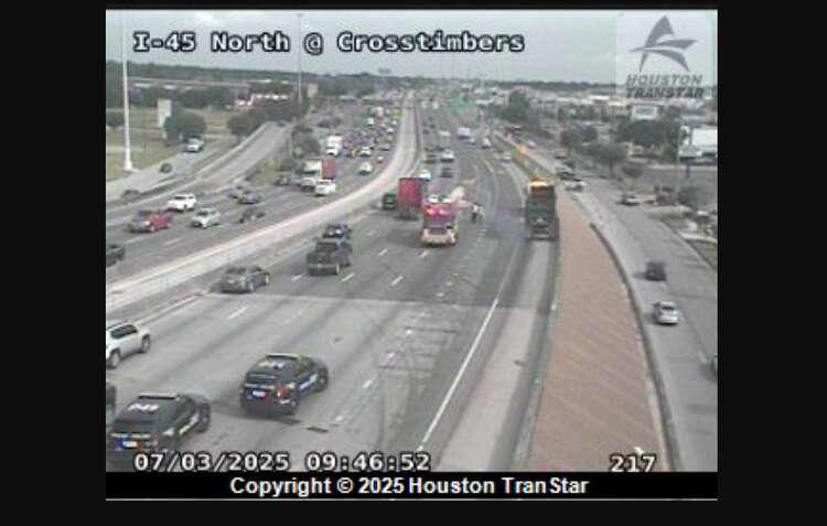 Hazmat spill shuts down multiple lanes of Interstate 45 North