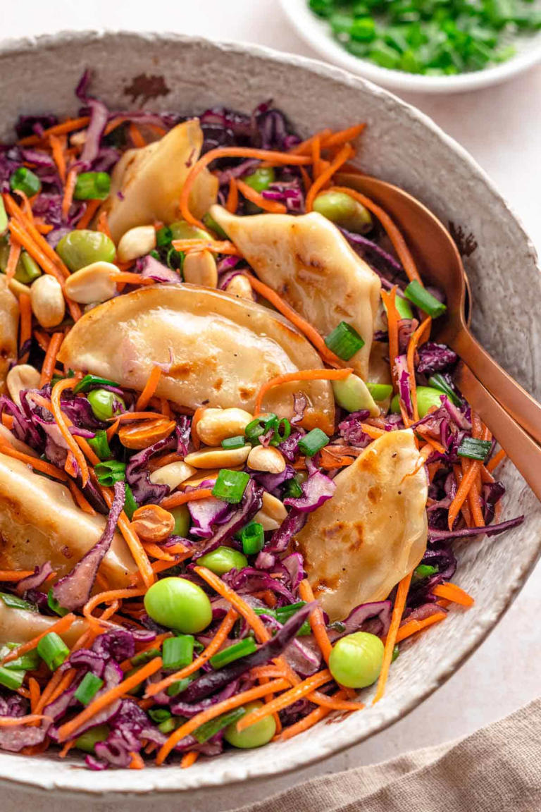 Dumpling Salad With Sesame Ginger Dressing