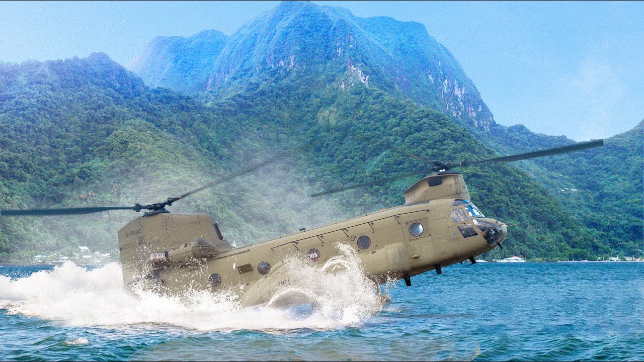US helicopter lands on water during a special forces operation