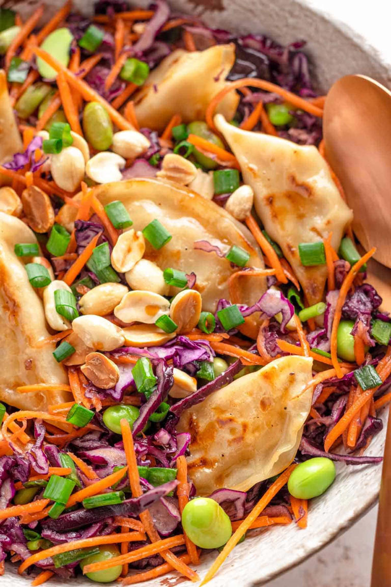 Dumpling Salad With Sesame Ginger Dressing