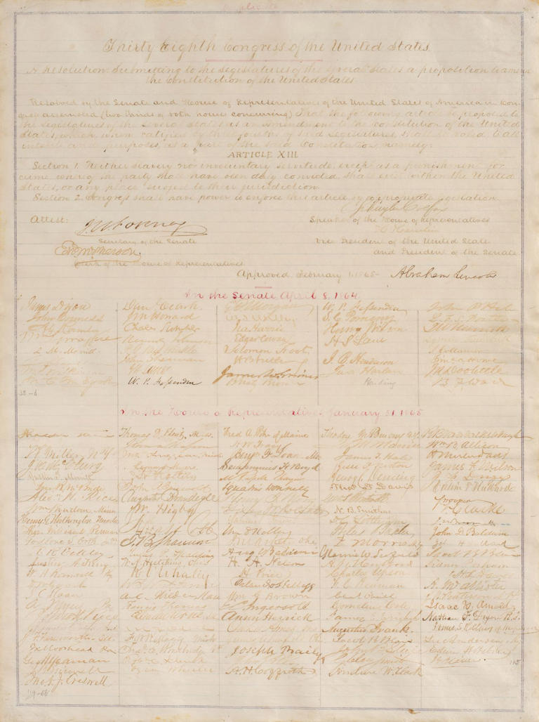 A Rare Copy of the 13th Amendment Signed by Abraham Lincoln Sells for a ...