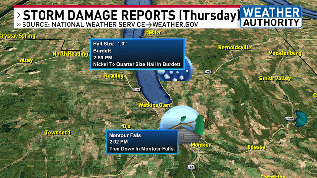 Damage reported in parts of CNY Thursday from severe thunderstorms
