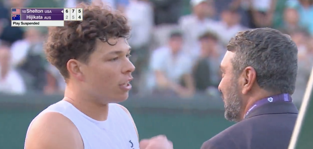 Ben Shelton fumes after Wimbledon match gets delayed — one game away ...