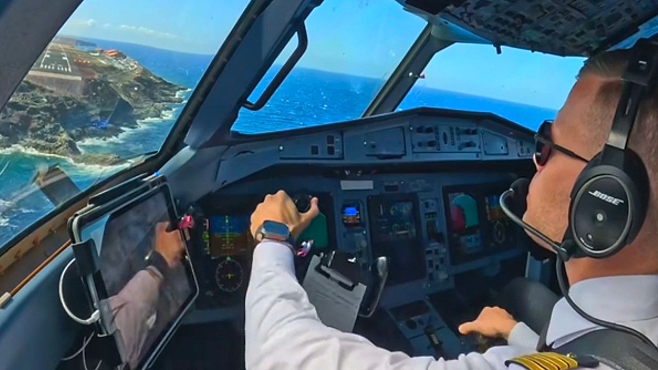 Se när piloten landar på en av Europas kortaste landningsbanor