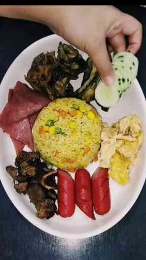 Sambal Fried Rice With Lots of Ulam for the Win