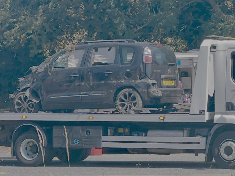 East Sussex A27 incident: car 'rolled over' - photos
