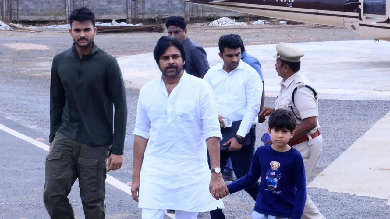 Pawan Kalyan Makes Rare Appearance With Sons Mark Shankar And Akira Nandan