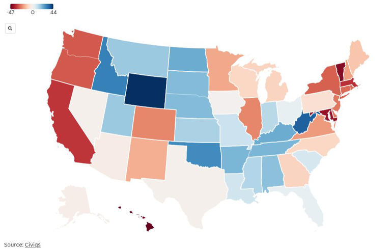 Map shows Donald Trump's approval rating in every state on 4th of July