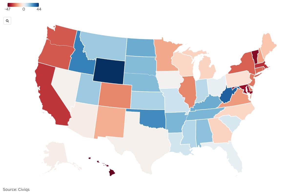 Map shows Donald Trump's approval rating in every state on 4th of July