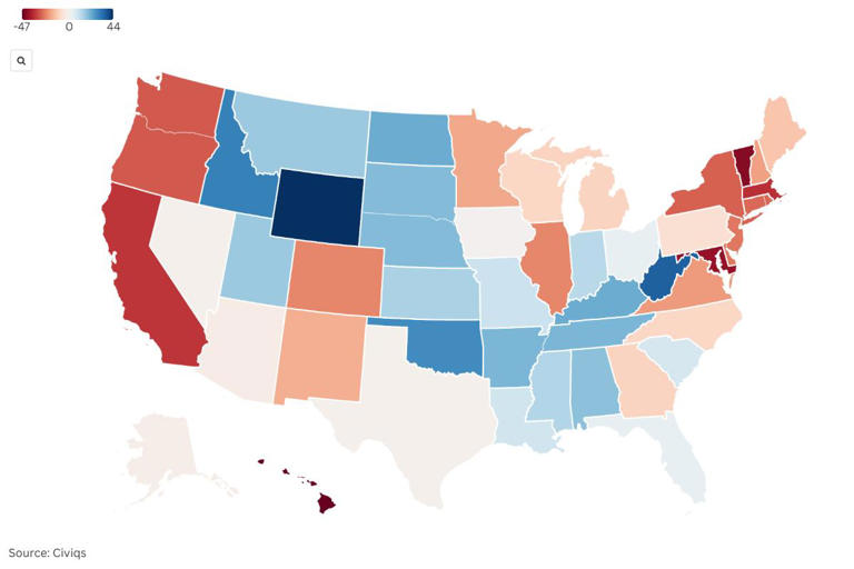 Map shows Donald Trump's approval rating in every state on 4th of July