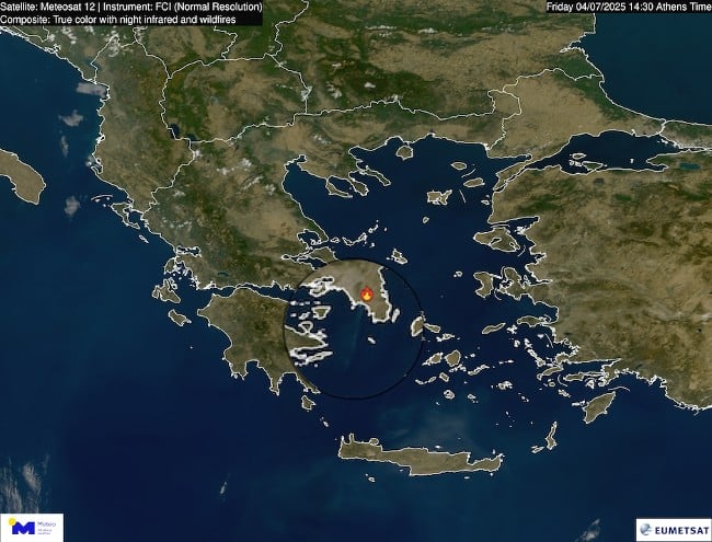 Φωτιά στο Κορωπί: Η εικόνα από δορυφόρο – Ανατολικά της Ύδρας έφτασαν ...