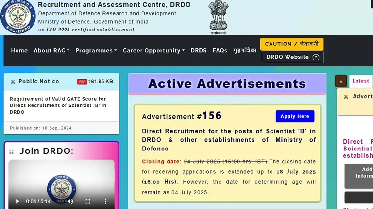 DRDO RAC Recruitment 2025: Apply For 152 Scientist & Engineer Posts At ...