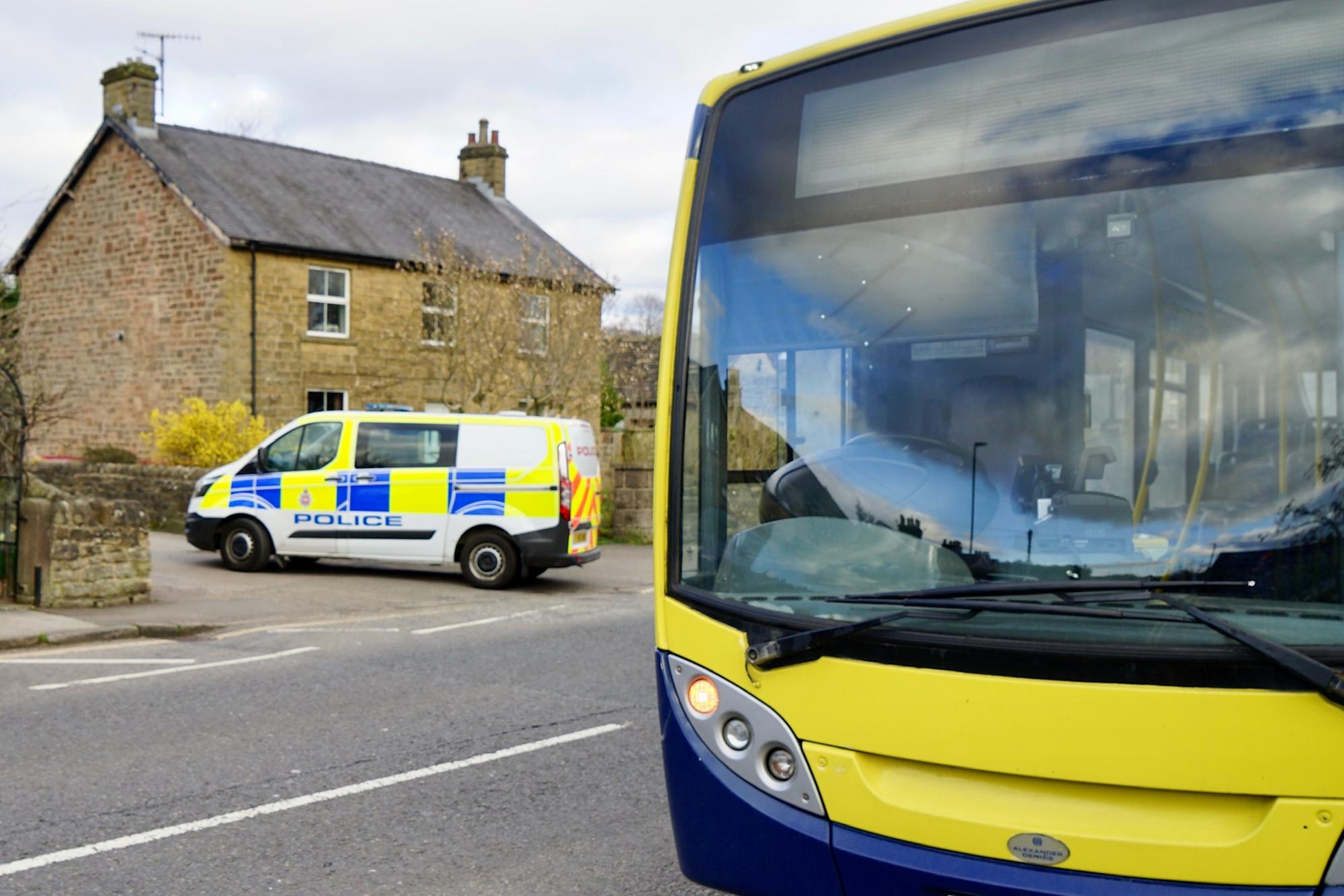 Derbyshire buses: Police arrive as lorries block Hulleys of Baslow ...