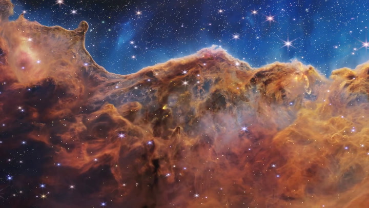 Amazing 'Cosmic Cliffs' Of The Carina Nebula Complex - 3D Tour Of Webb ...
