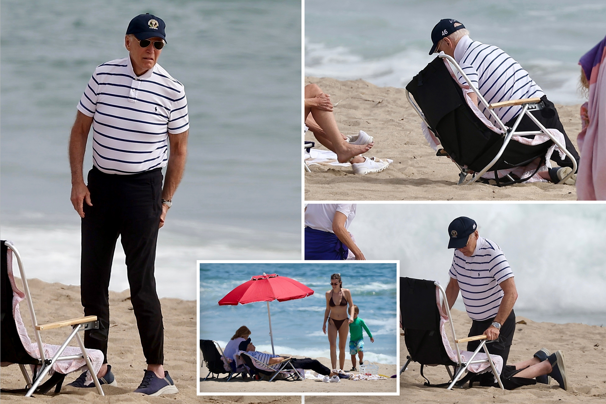 Biden struggles to set up beach chair in Malibu during first Fourth of ...