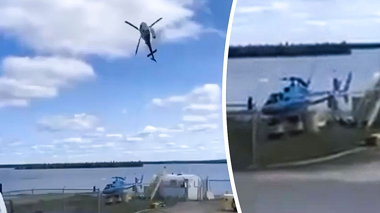 Close call! Helicopters nearly collide during fire operations in Canada