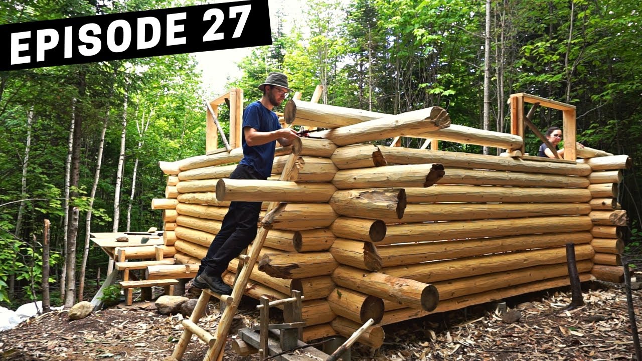 Building A Log Cabin | Ep. 27 | Walls are getting HIGH | Rustic Ladder ...