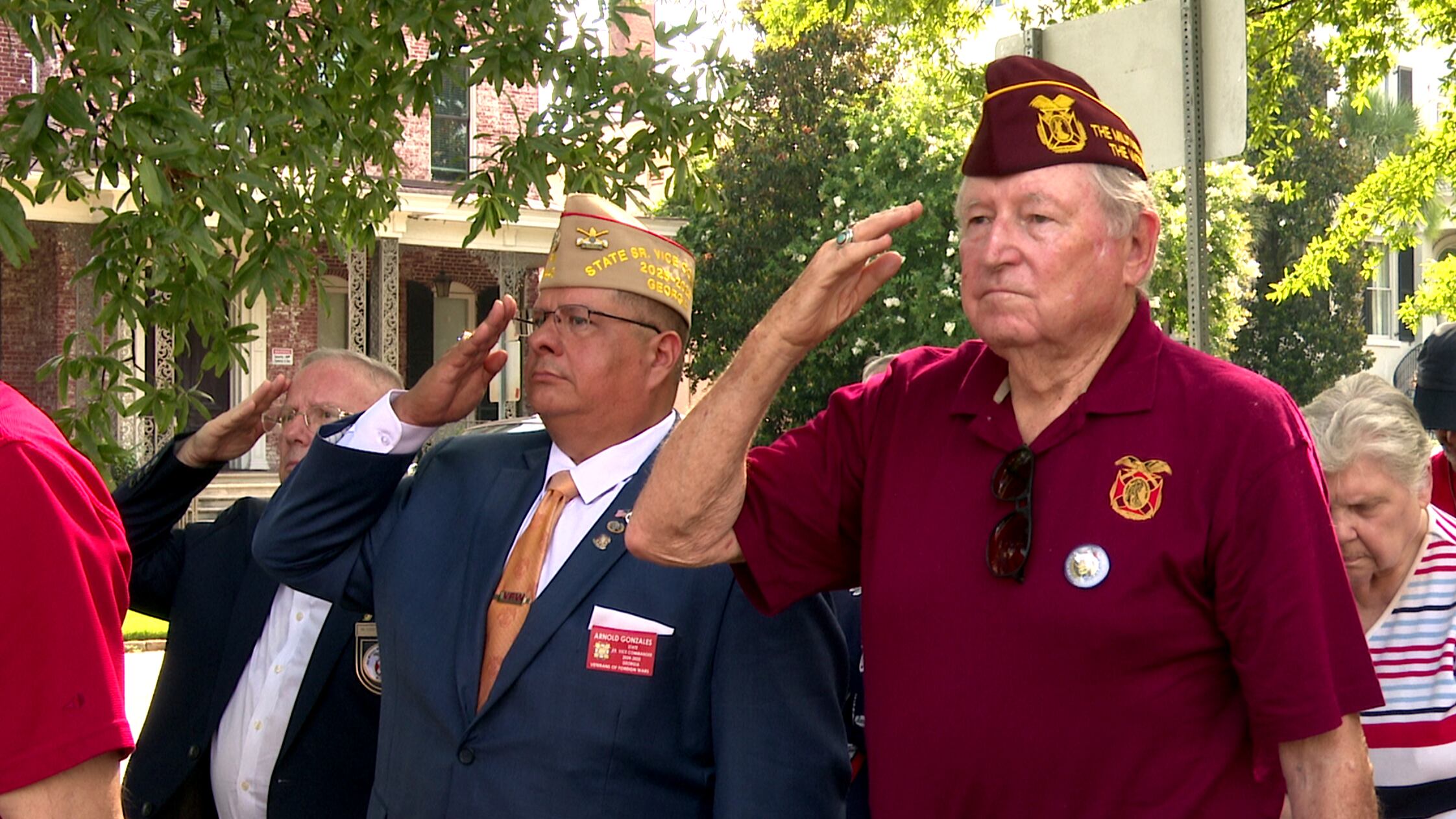 People gather at monument in downtown Augusta honoring independence