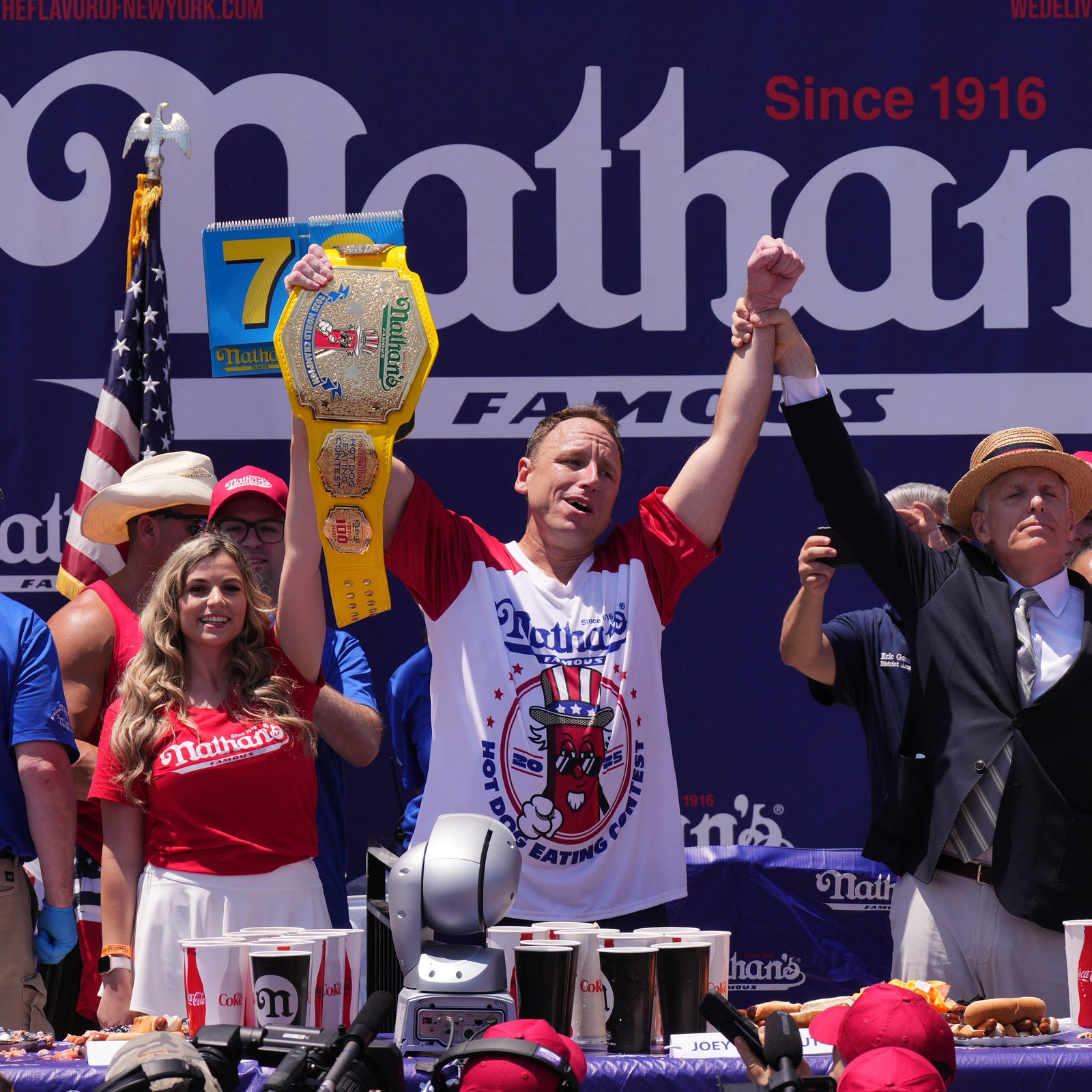 Joey Chestnut wins 2025 Nathan's Hot Dog Eating Contest