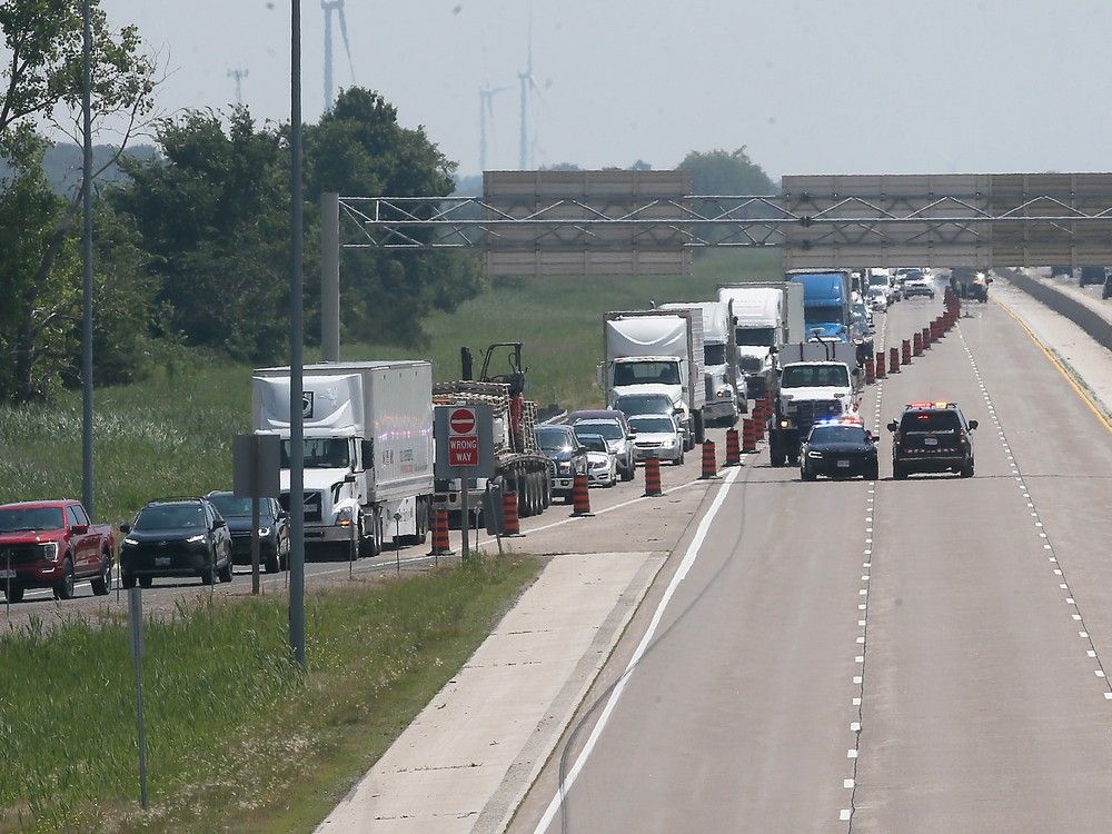 Highway 401 lanes closed Friday after Tecumseh crash sends two to hospital