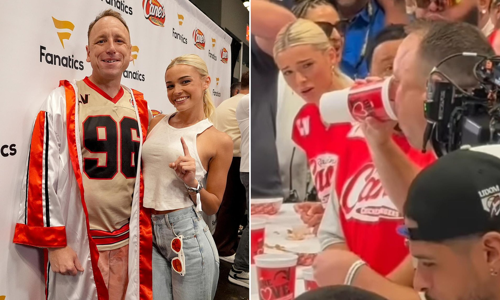 Livvy Dunne's hilarious reaction to Joey Chestnut caught on camera ...