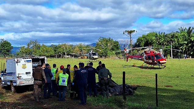 Aftermath of hot-air balloon crash that killed eight people in Brazil