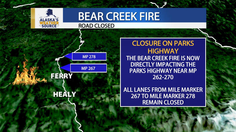 UPDATE: Parks Highway reopened north of Healy after wildfire-related ...