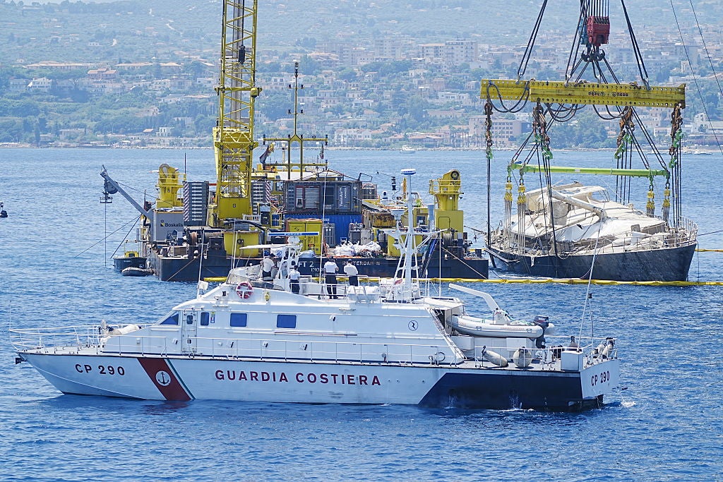 Sunken British superyacht lifted from seafloor
