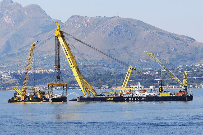 Sunken British superyacht lifted from seafloor