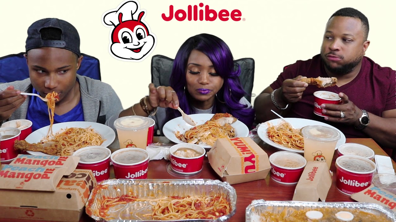 Filipino feast from Jollibee featuring Darius