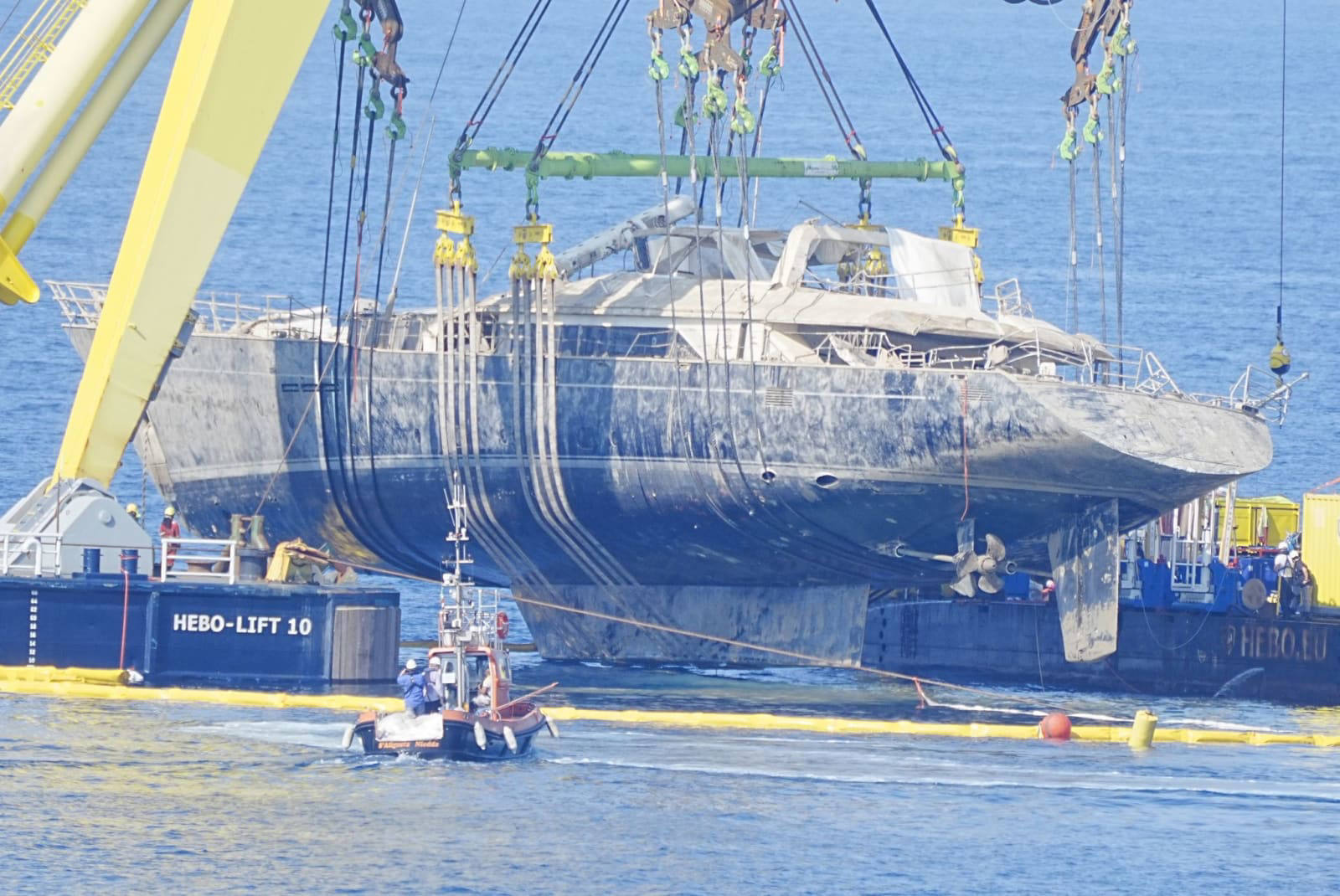 Luxury yacht Bayesian raised out of Mediterranean near Sicily Luxury yacht Bayesian raised out of Mediterranean near Sicily