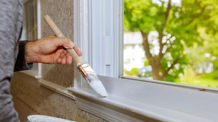 The Simple Painting Tip That Adds Interest To A Cafe Curtain Window ...