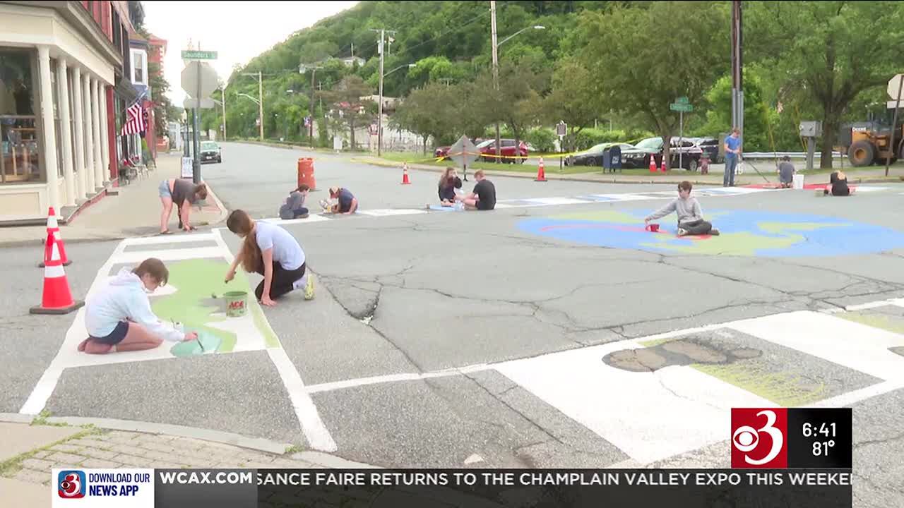 Whitehall students repaint crosswalks near Waterfront Business District