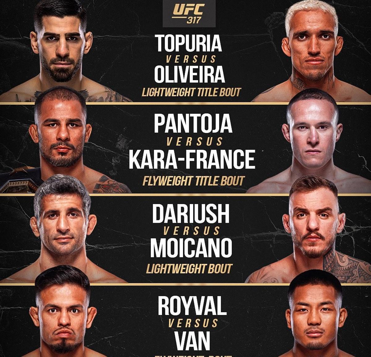 Dónde ver el Topuria vs Oliveira y todos los combates del UFC 317 por ...
