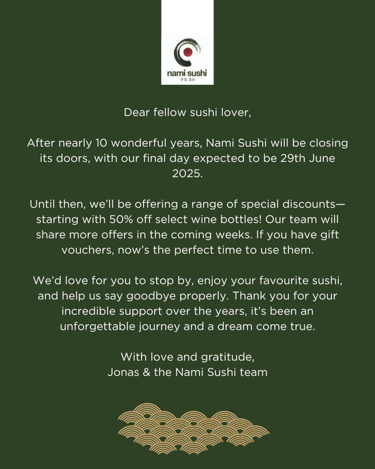 It’s almost time for us to say goodbye - Nami Sushi restaurant in ...