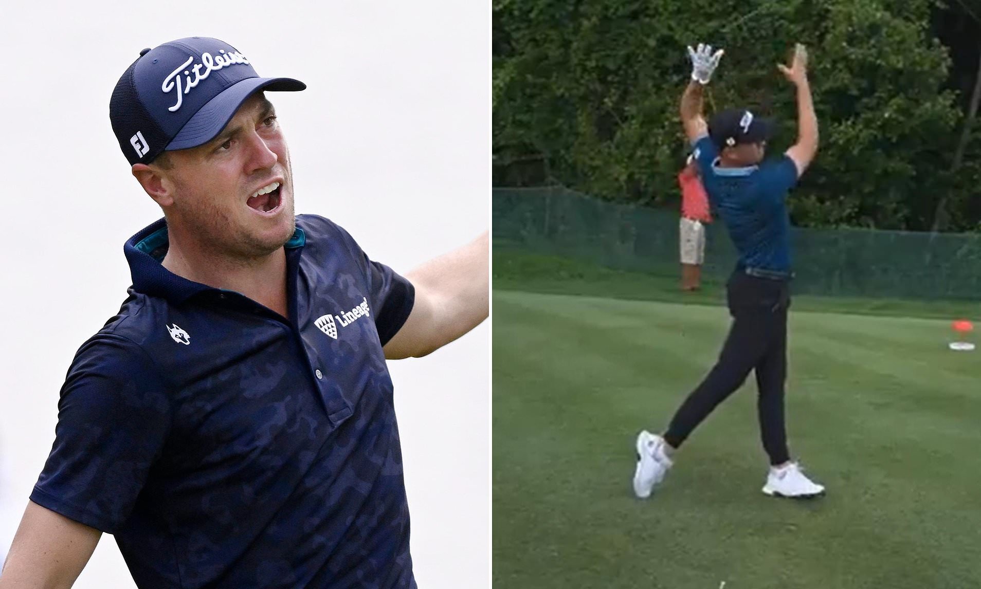 Shocking moment golf star narrowly avoids disaster after throwing his ...