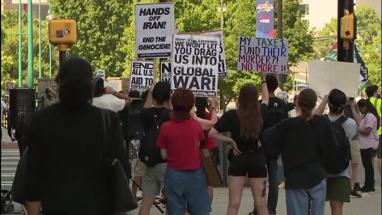 Atlanta protesters decry US and Israeli military strikes in Iran