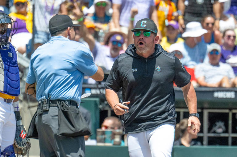 Coastal Carolina head coach ejected in first inning of CWS championship ...