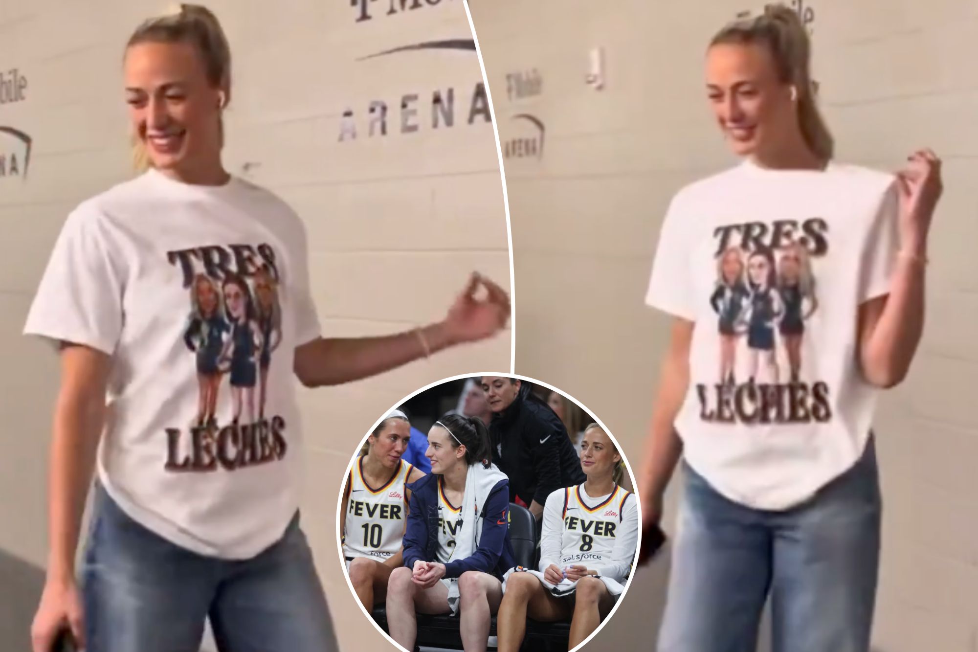 Fever’s Sophie Cunningham wears ‘Tres Leches’ shirt with Caitlin Clark ...