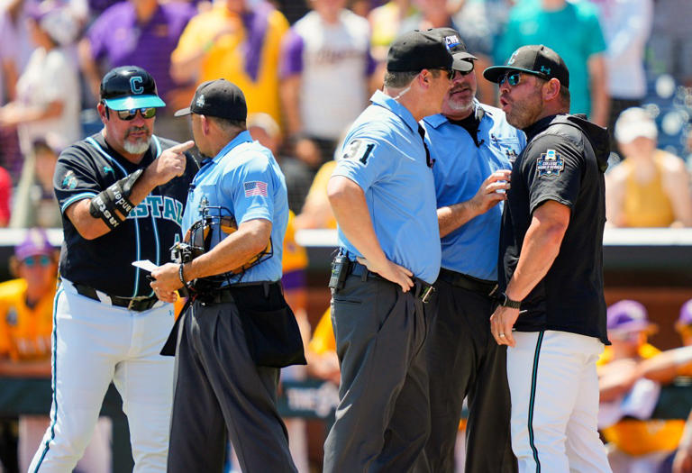 Coastal Carolina head coach ejected in first inning of CWS championship ...