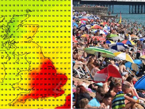 UK weather maps show England surging to 34C - full list of 10 hottest ...