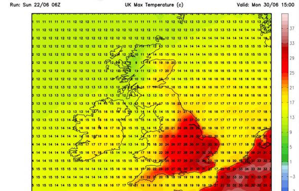 UK weather maps show England surging to 34C - full list of 10 hottest ...