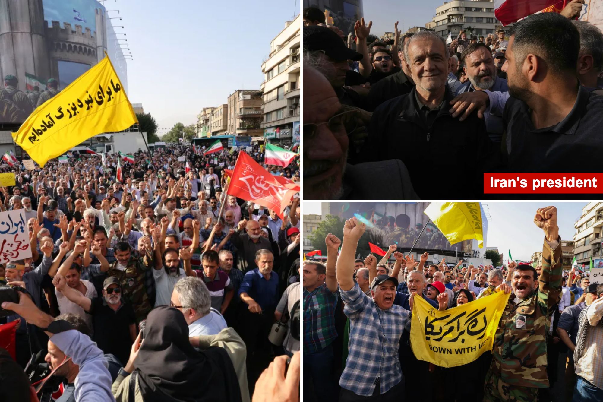 Iranian protesters wave ‘Down with the USA’ flags on streets of Tehran ...