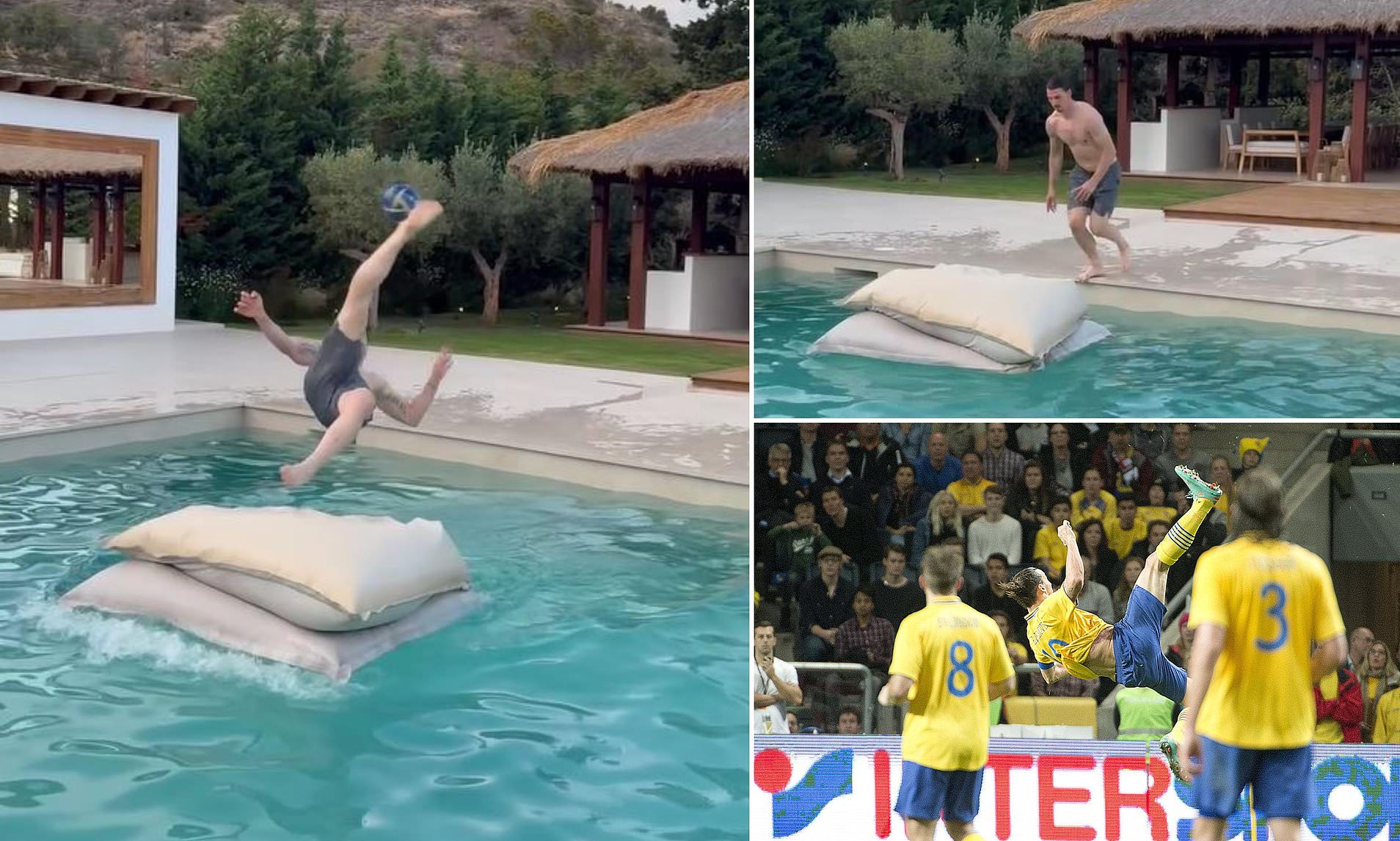 Zlatan Ibrahimovic performs incredible stunt in swimming pool as former ...