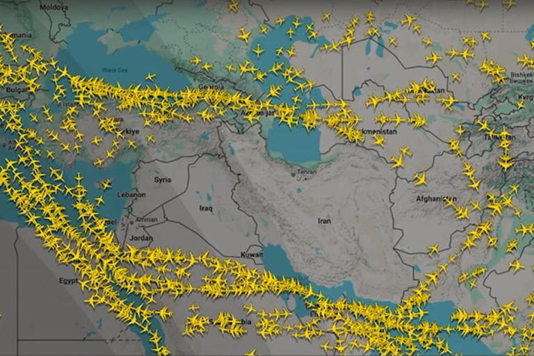 Flight tracker shows airlines avoiding Middle East airspace after US ...
