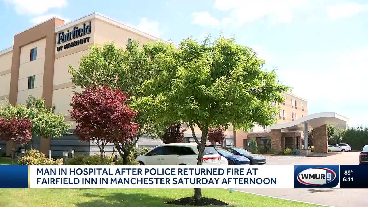 Man in hospital after police returned fire at Fairfield Inn in Manchester