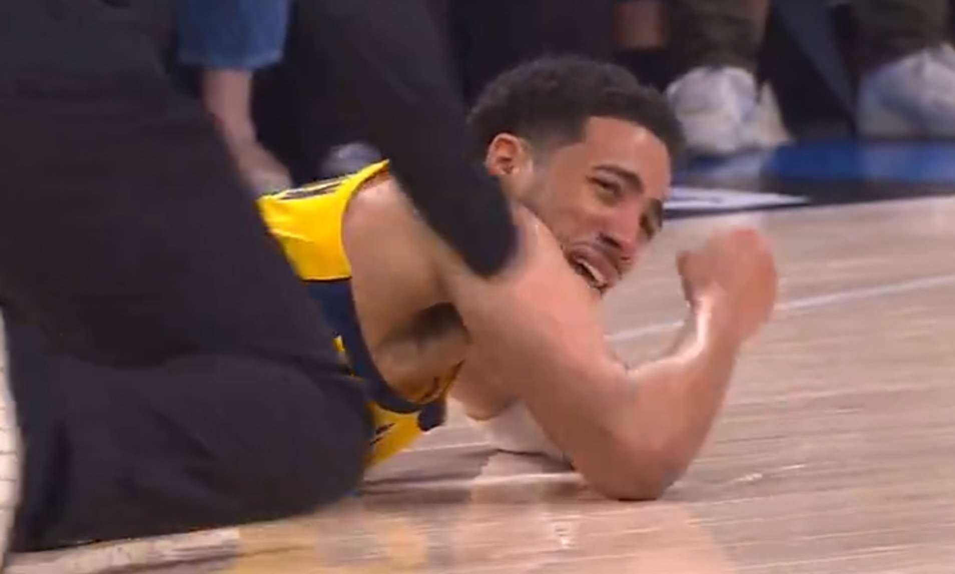 Tyrese Haliburton screams in agony and is left in tears as Pacers star is forced out of NBA ...